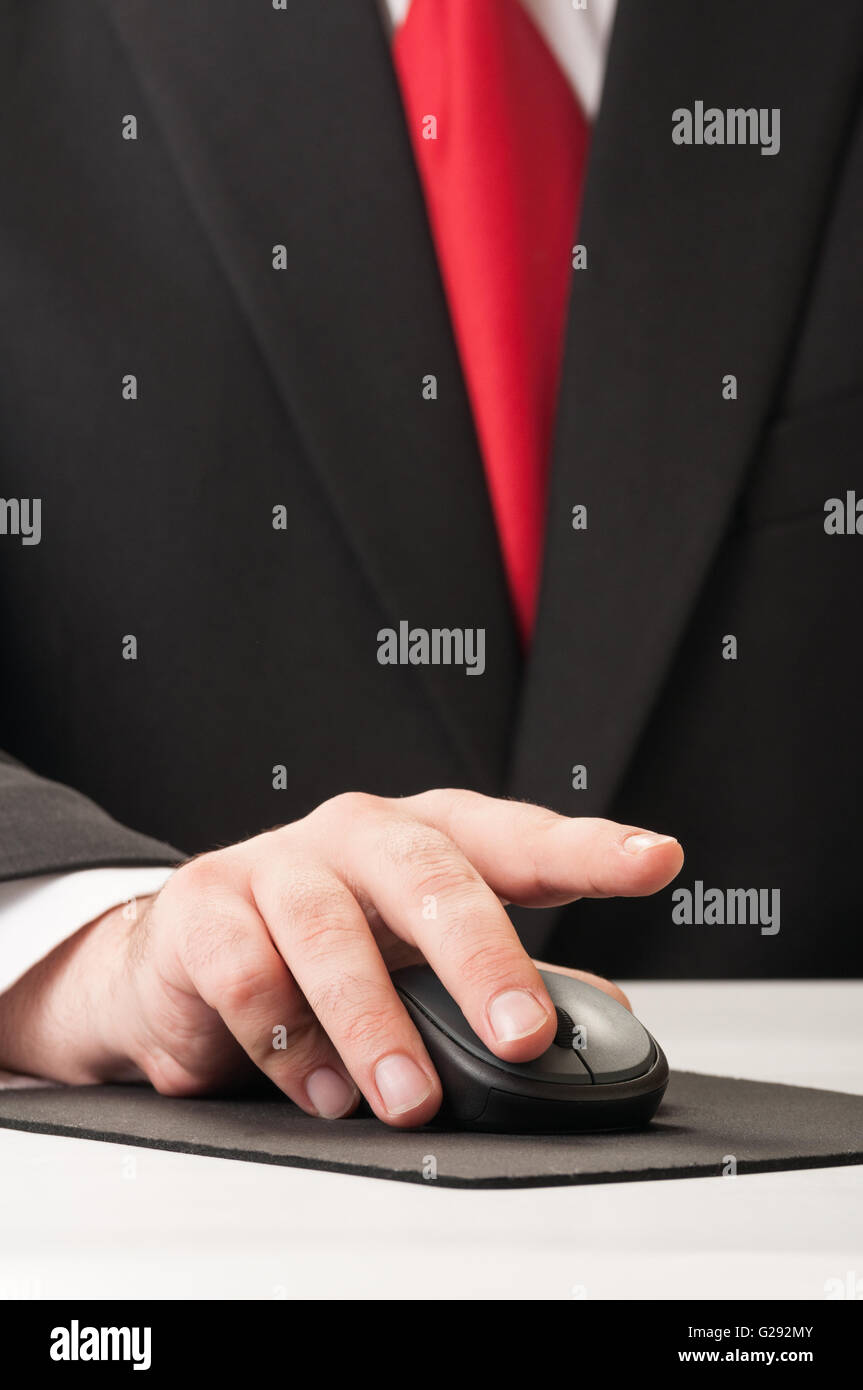Closeup on a business man hand clicking a wireless mouse Stock Photo ...