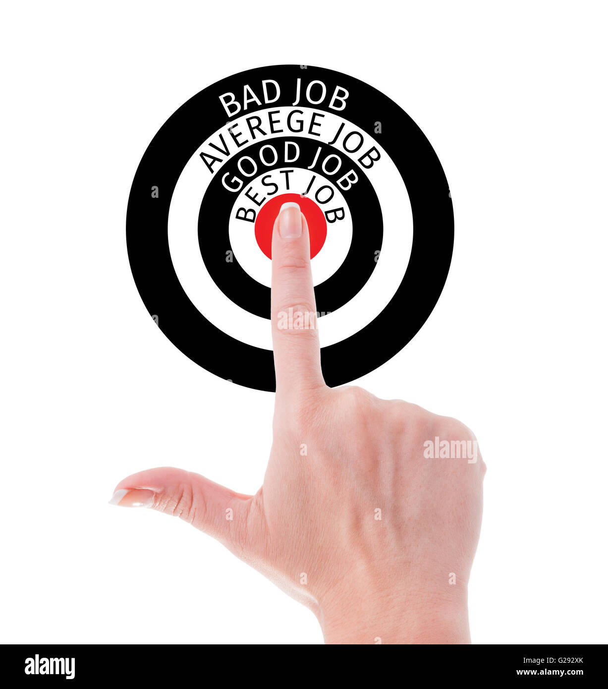 Perfect job search concept using a hand poiting center of target ...