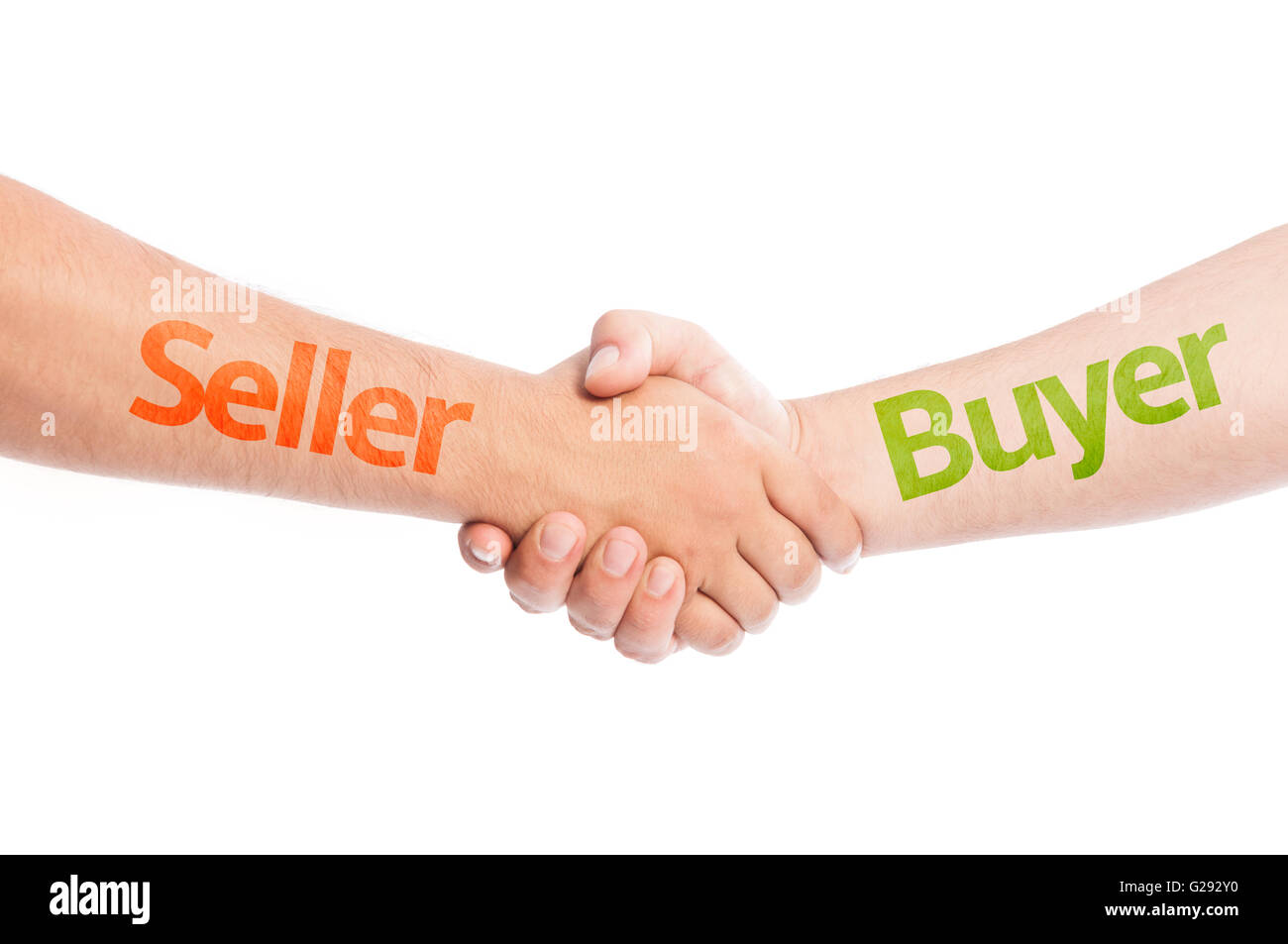 Seller and Buyer shaking hands. Commerce trade concept usig hand shake ...