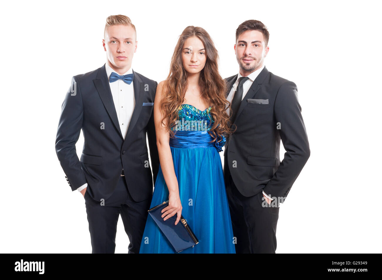 Elegant fashion concept using one beautiful woman and two male models ...