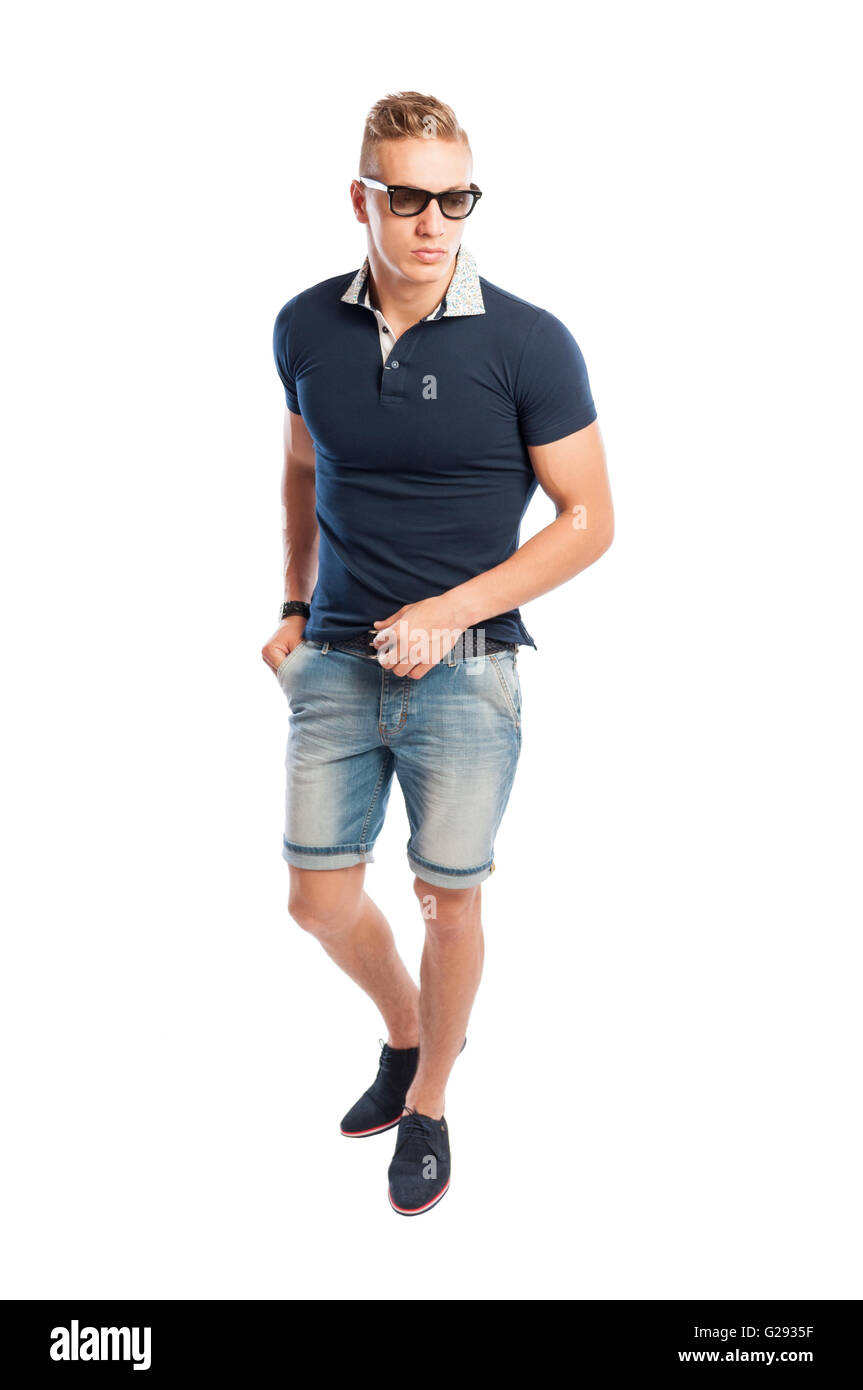 Male model walking on white background while wearing a tide shirt ...