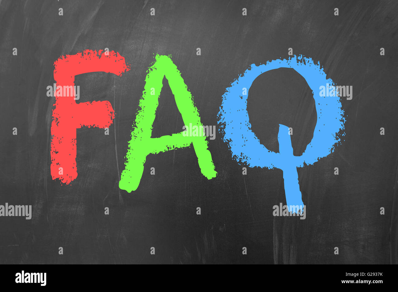 Faq concept drawn with colored chalk on blackboard Stock Photo - Alamy