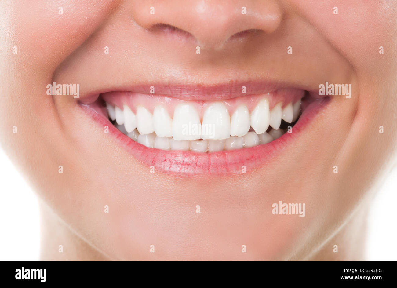 Close-up with beautiful smile and perfect teeth Stock Photo - Alamy