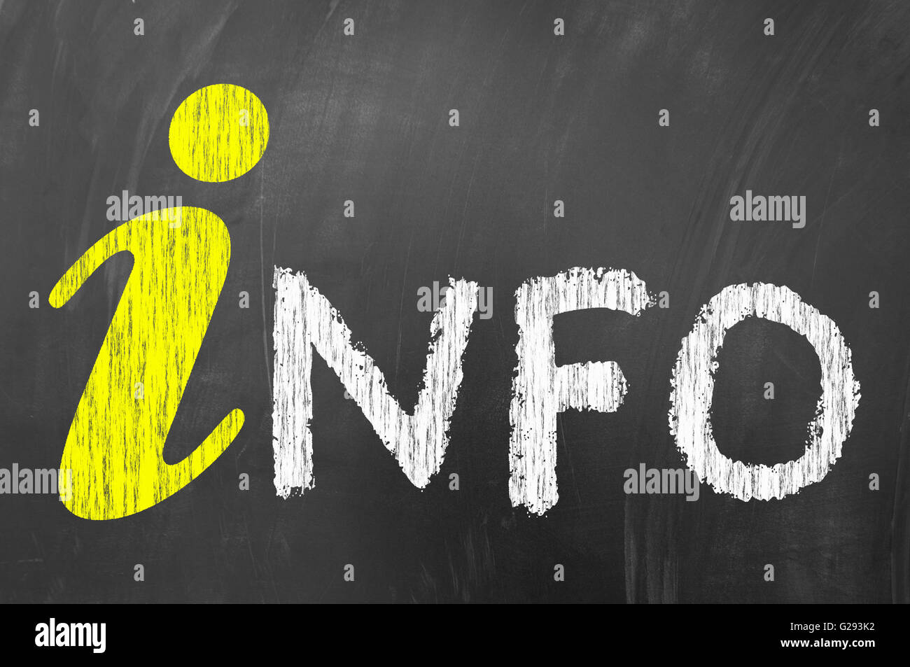 Info sign or symbol written on blackboard Stock Photo - Alamy