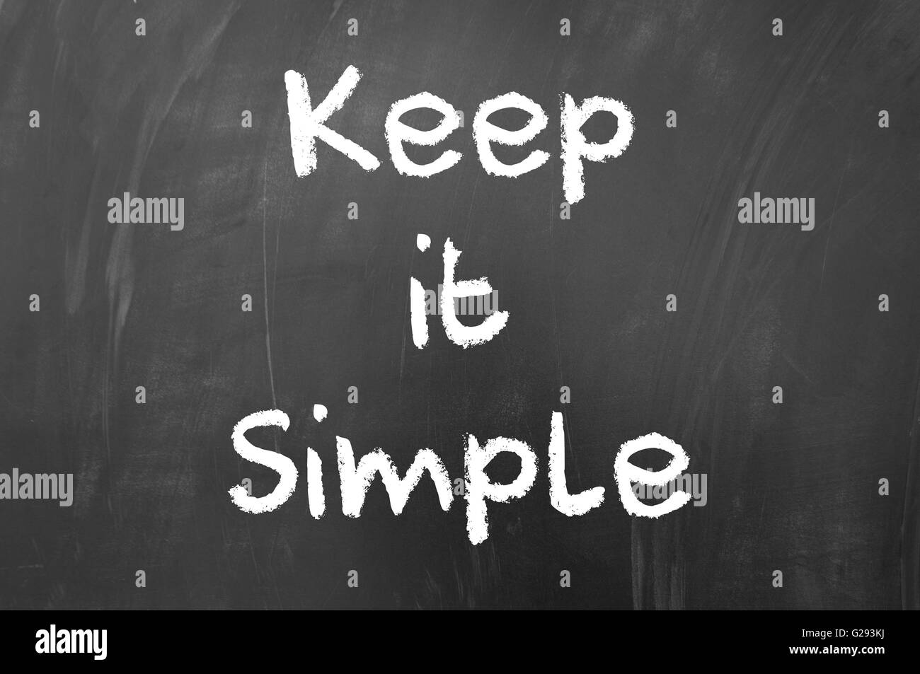 Keep it simple quote written with white chalk on blackboard Stock Photo ...