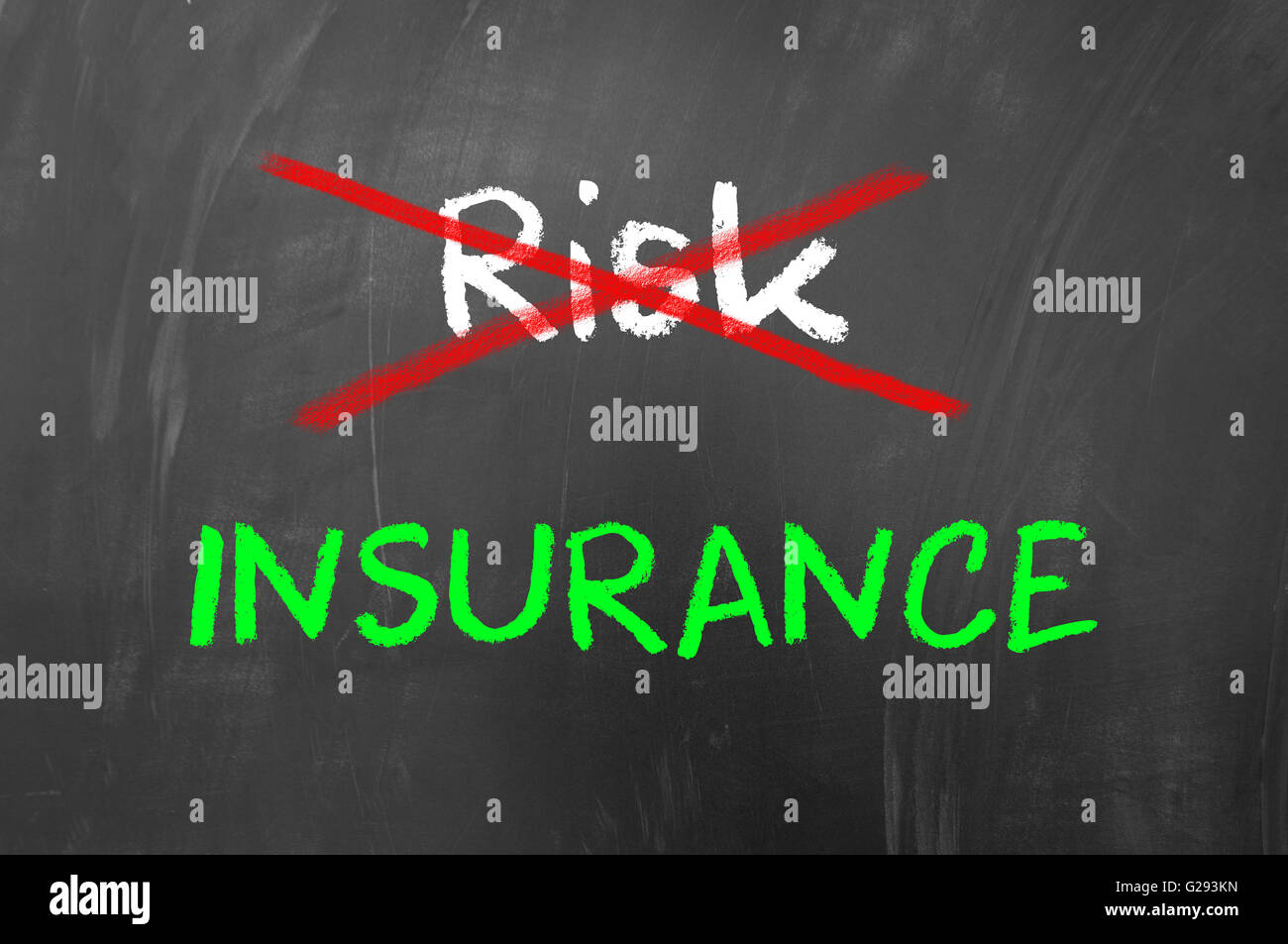 No risk with good insurance concept written with chalk on blackboard ...