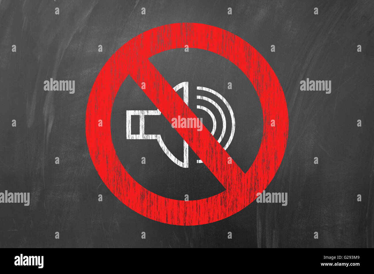 No sound concept on blackboard Stock Photo - Alamy