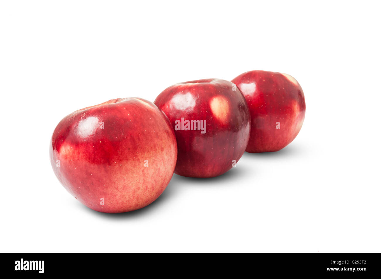 Shiny red autumn apples isolated on white background Stock Photo - Alamy