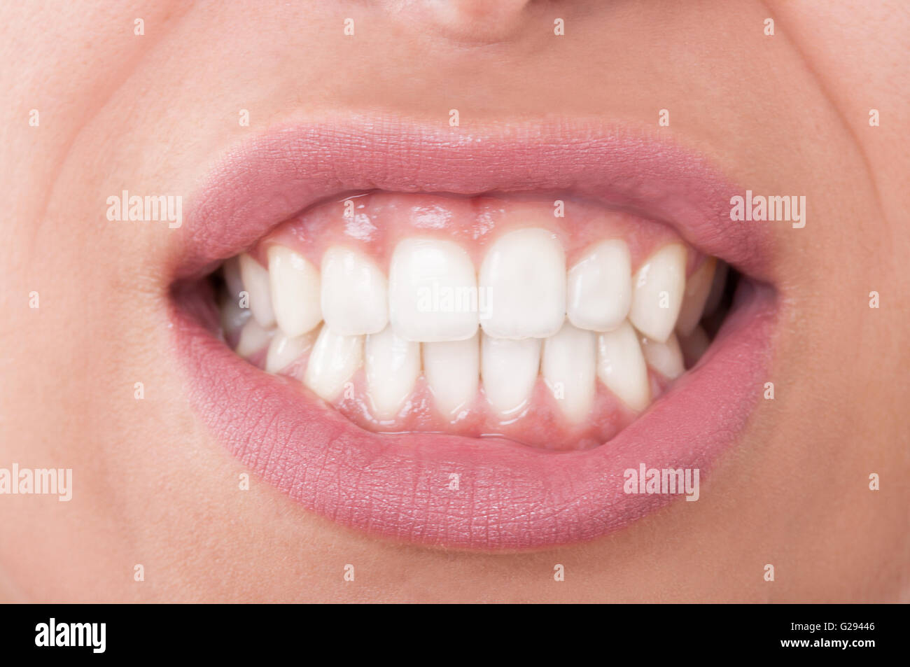Close-up with perfect female teeth Stock Photo - Alamy