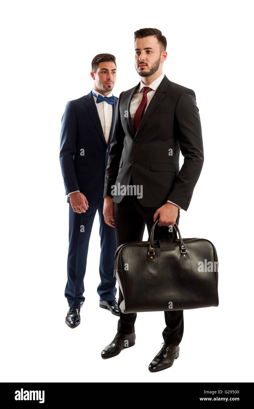 Two business men full body on white studio background Stock Photo - Alamy