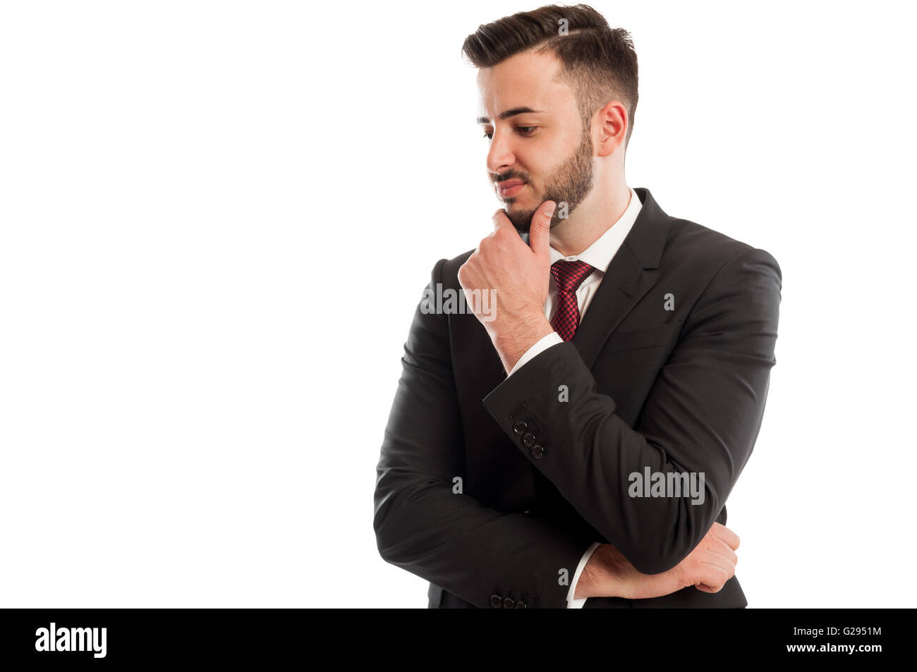 Disappointed business man on white background Stock Photo - Alamy