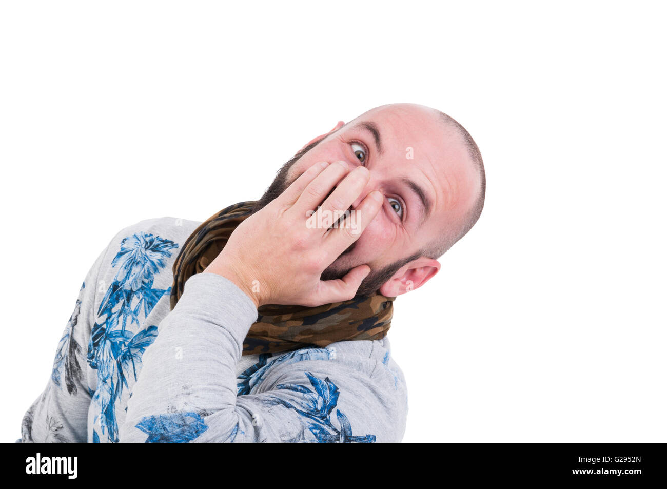 Crazy person making a funny isolated on white background Stock Photo ...