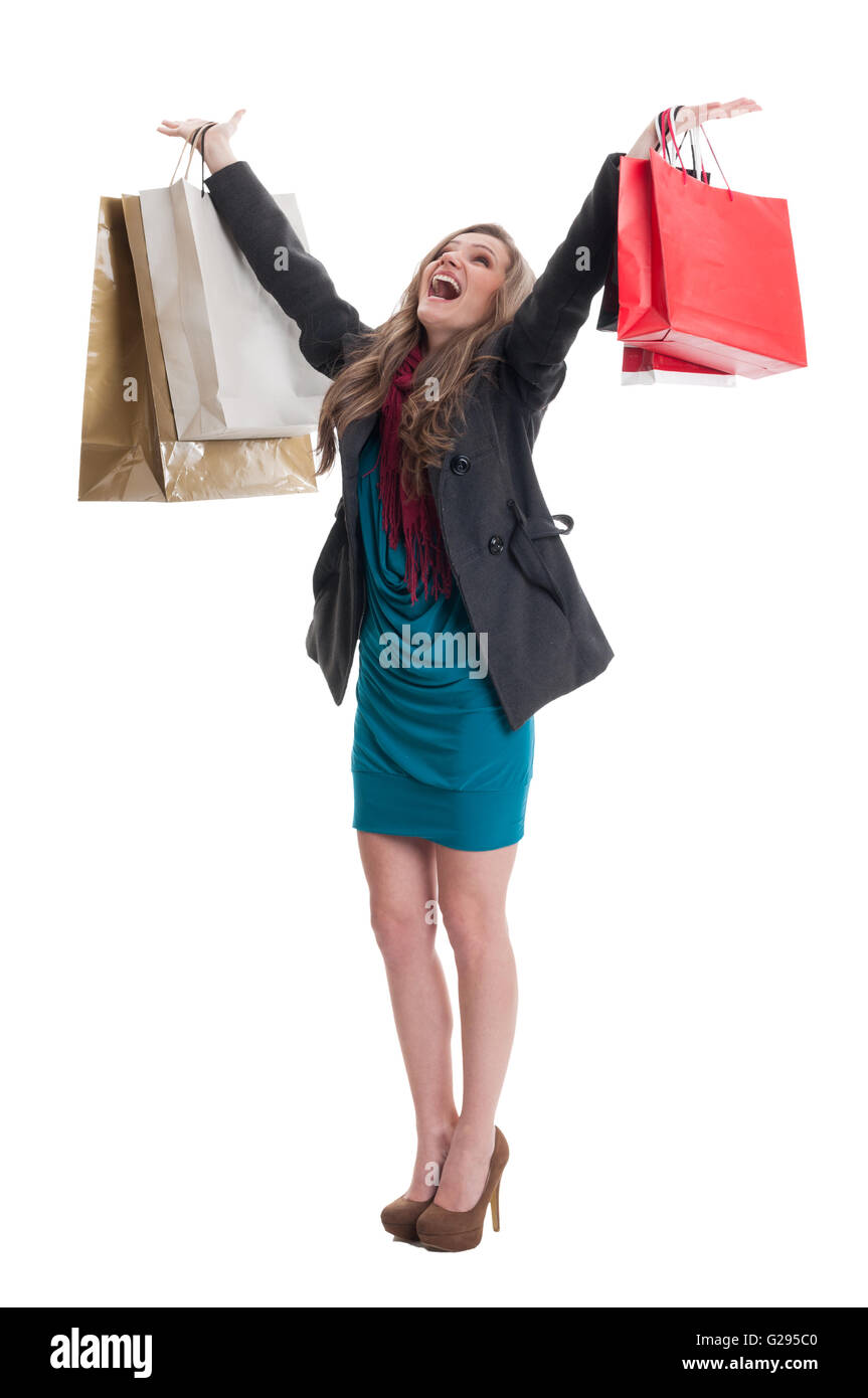 Woman raising arms hi-res stock photography and images - Alamy