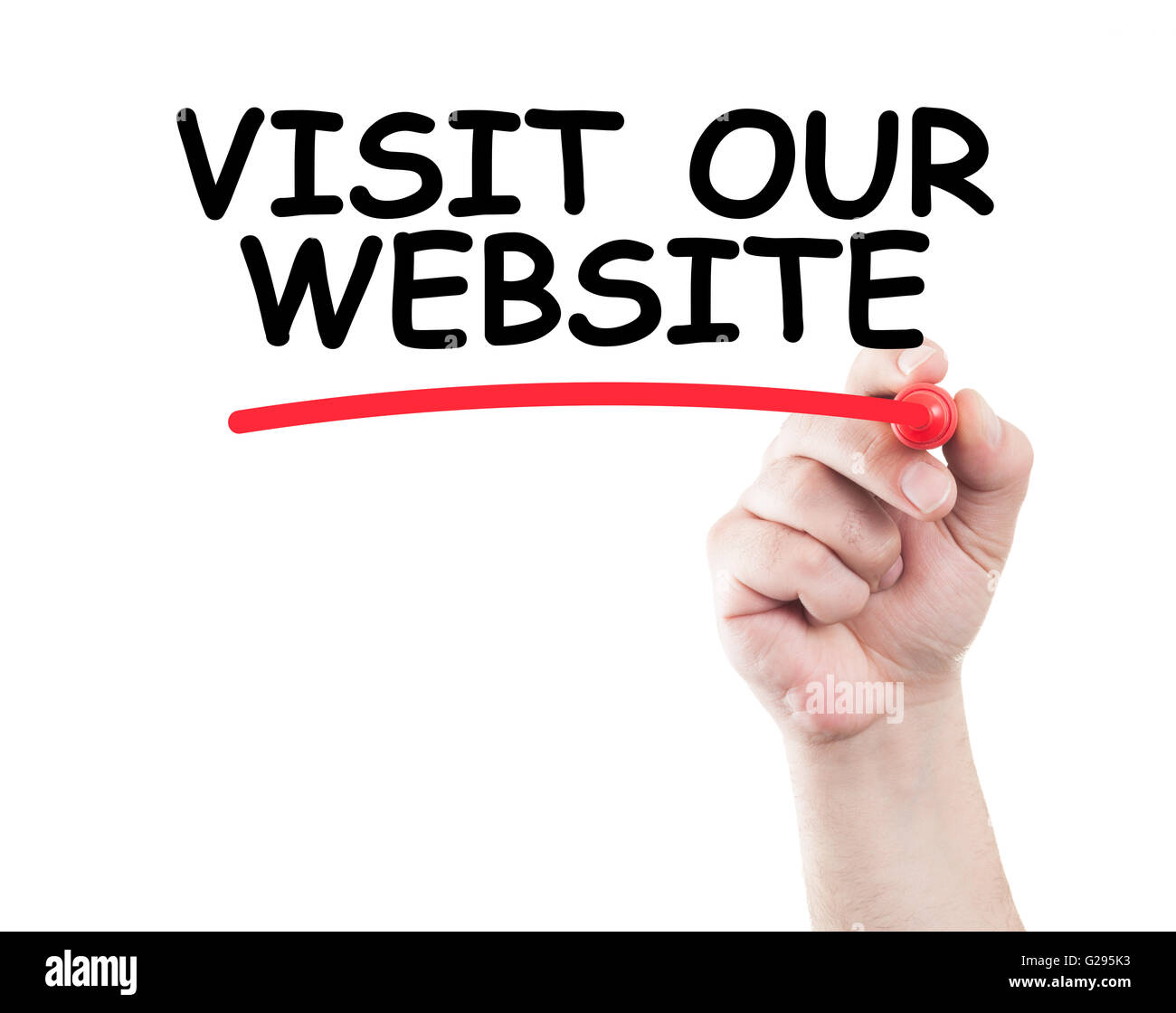 Visit our website written by hand using a marker and underline on ...