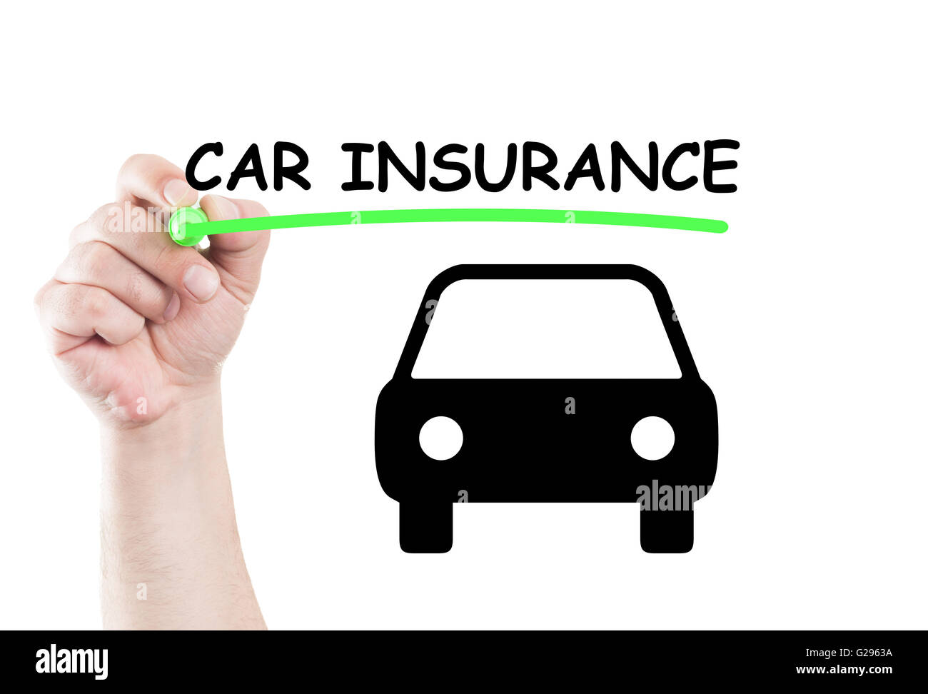 Car insurance concept text write on transparent wipe board by hand ...
