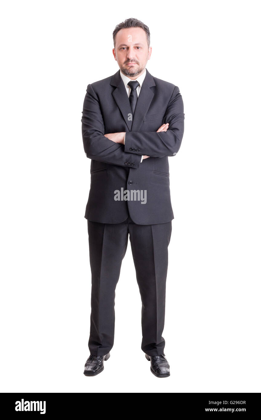 Confident business man standing isolated on white background Stock ...