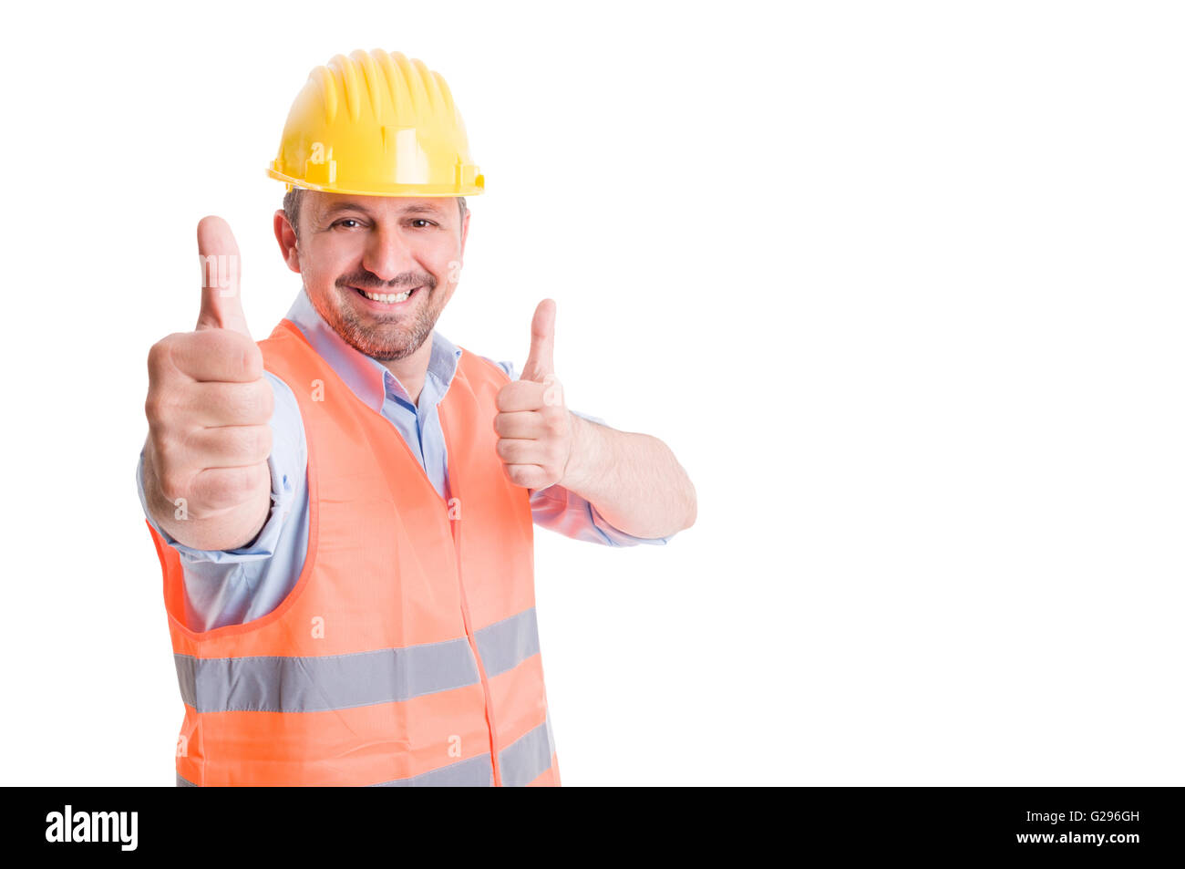 Smiling construction showing thumbs up hi-res stock photography and ...