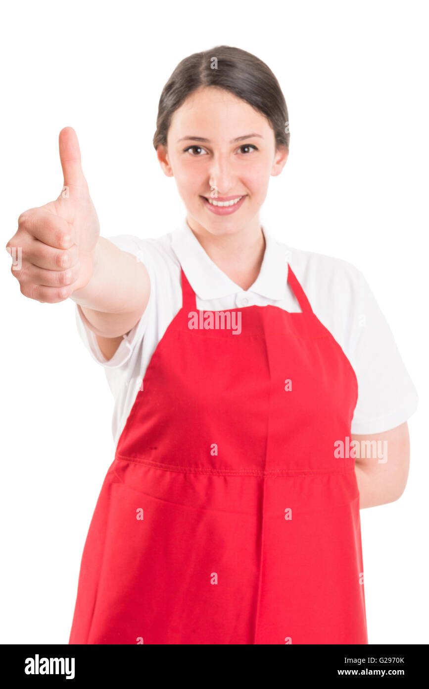 Like gesture by supermarket or hypermarket employee Stock Photo - Alamy