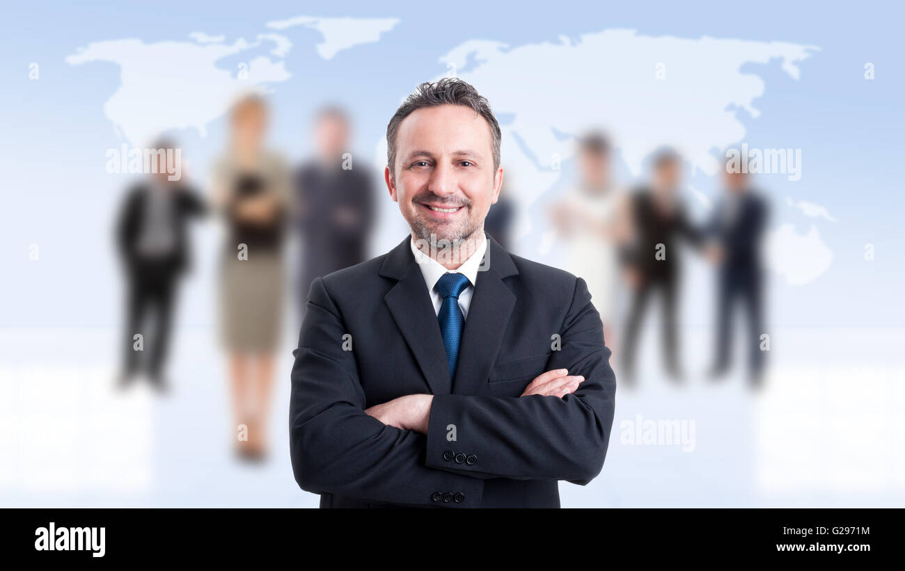 Confident business man as a corporate boss on business people ...