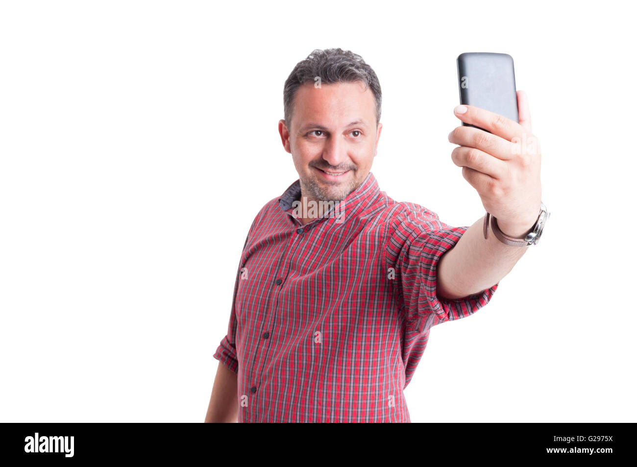 Handsome male taking a selfie with smartphone Stock Photo - Alamy