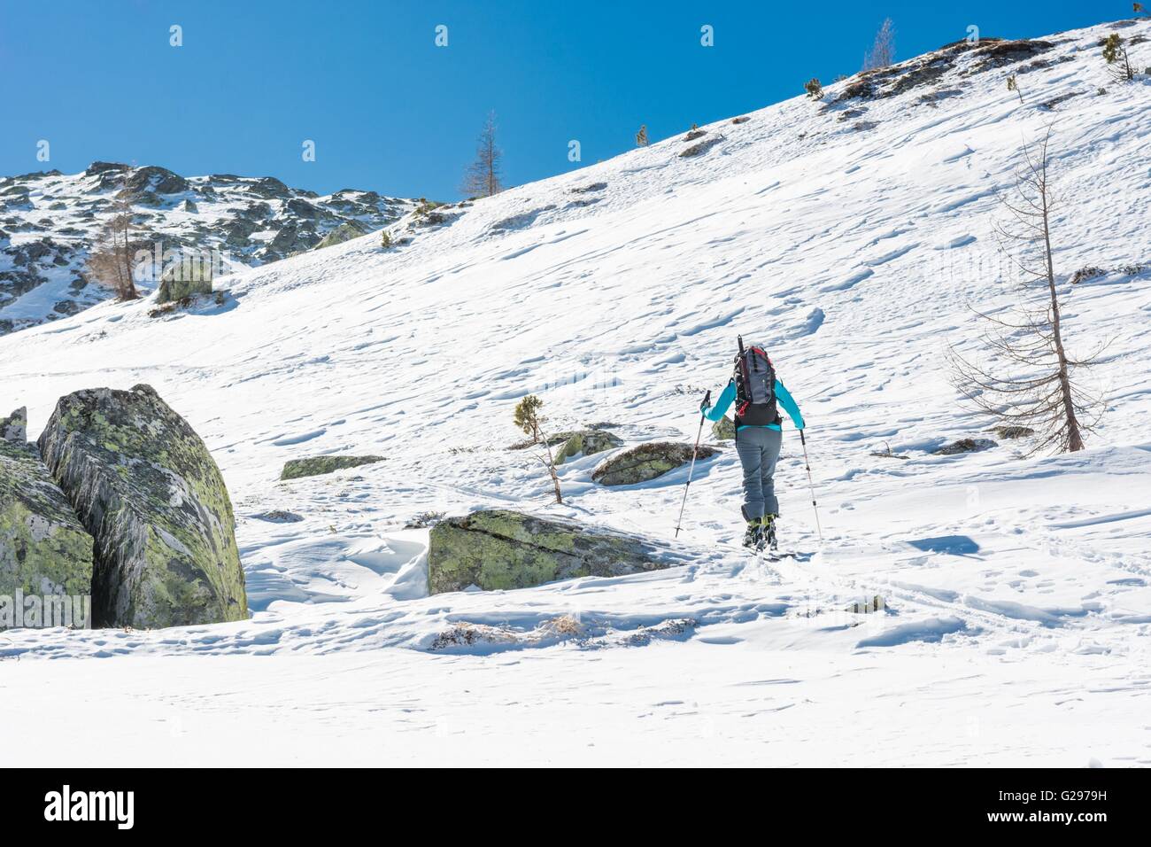 Skier walking on a trail Stock Photo - Alamy