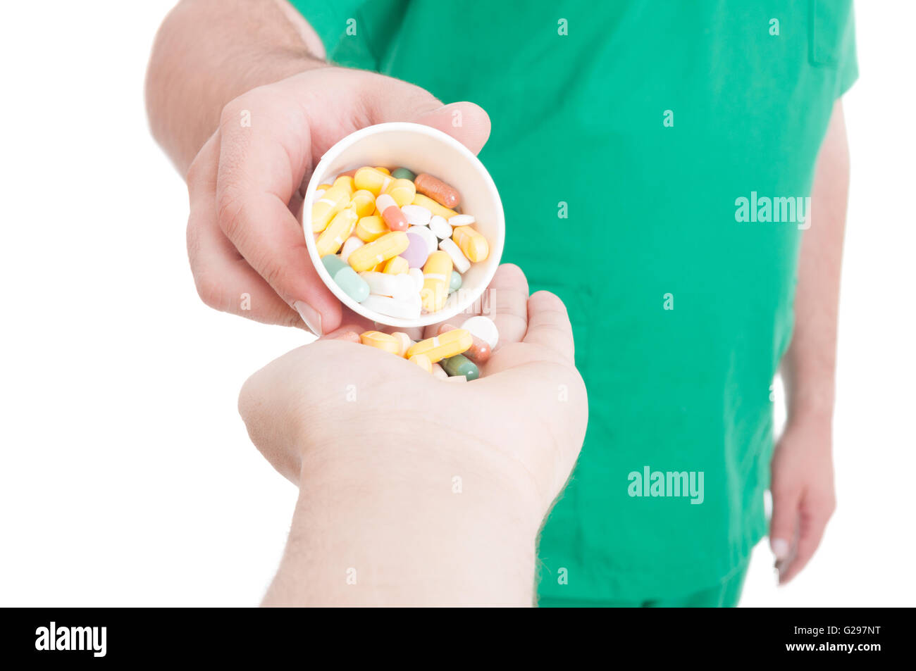 Doctor handing drugs patient hi-res stock photography and images - Alamy