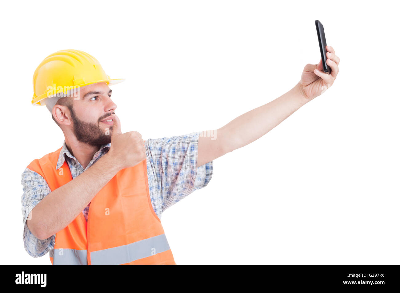 Portrait engineer showing thumb hi-res stock photography and images - Alamy