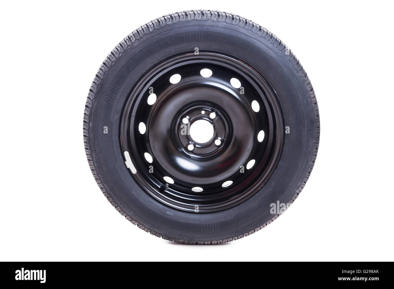 Car wheel with rim and tire isolated on white studio background Stock ...