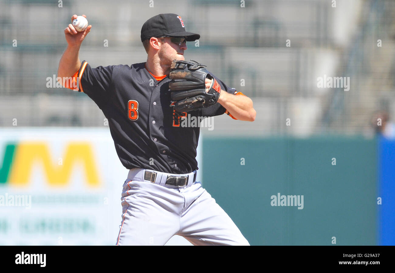 Memphis, TN, USA. 22nd May, 2016. Fresno second baseman Danny Worth ...