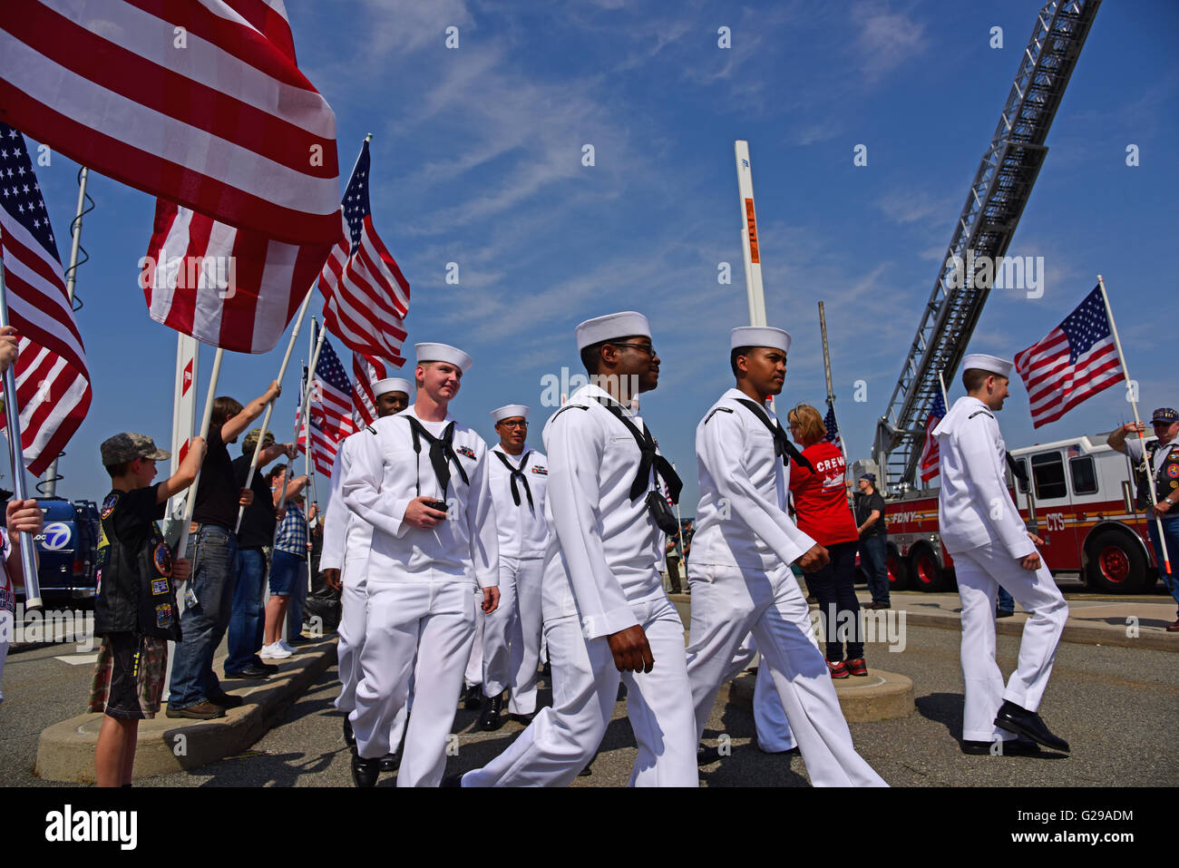 New York City, United States. 25th May, 2016. Crew members of the USS ...