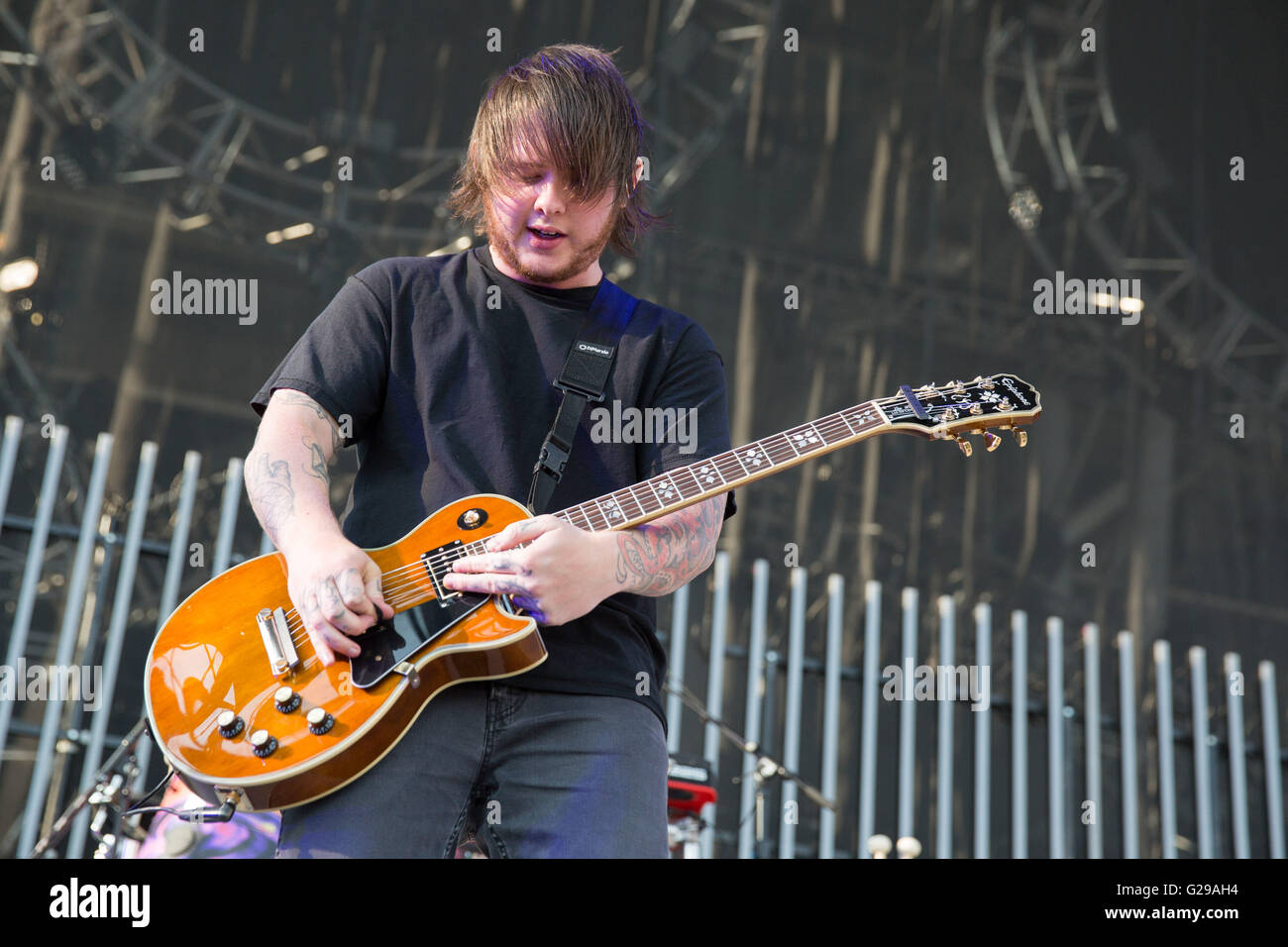 Columbus, Ohio, USA. 22nd May, 2016. Guitarist LEE MALIA of Bring Me ...