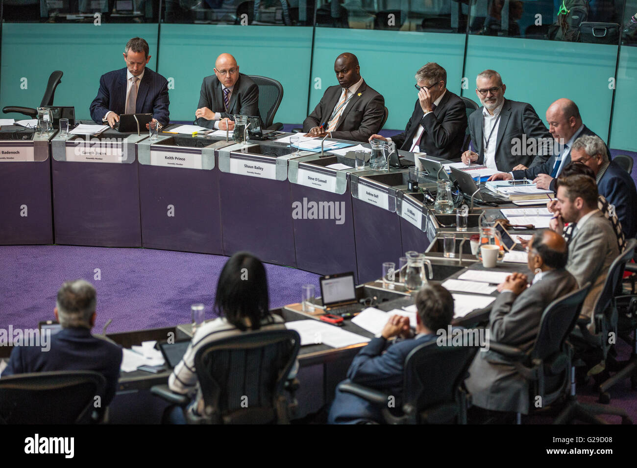 London, UK. 25th May, 2016. London Assembly Members attend the first ...