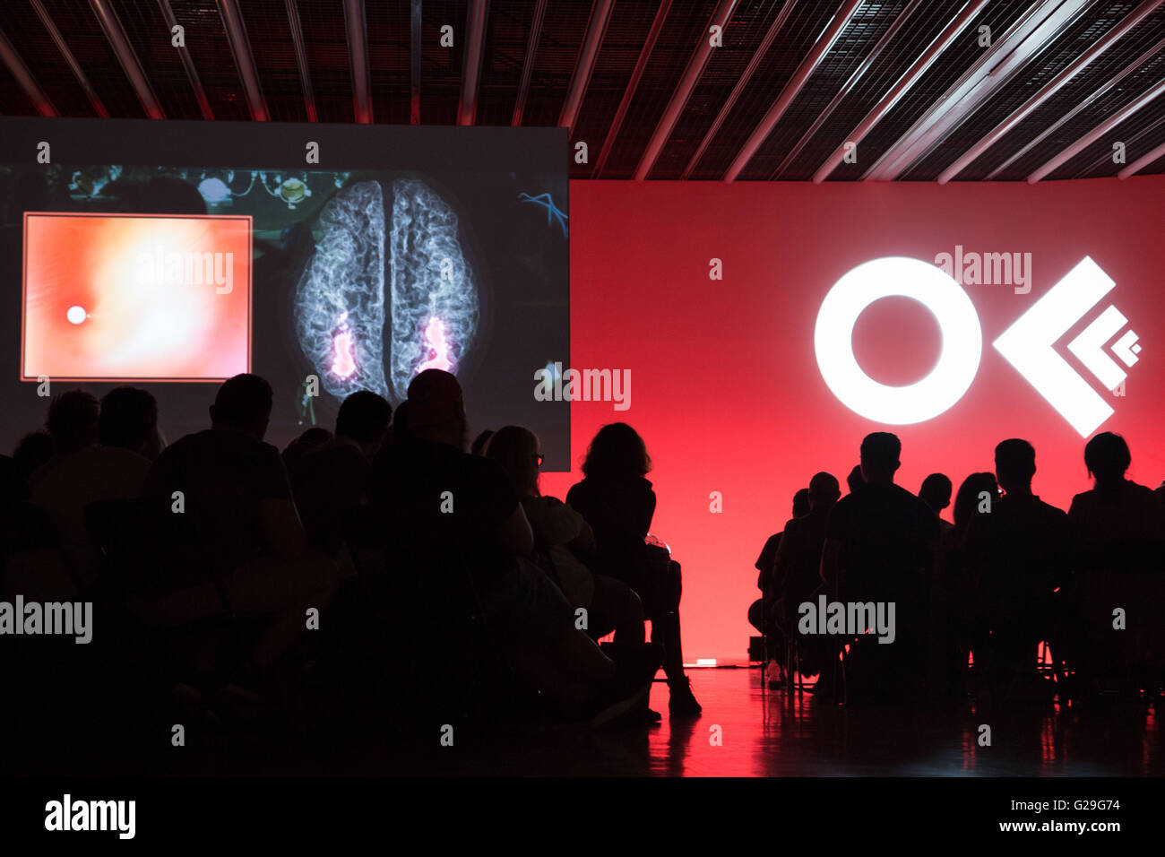 Beautiful silhouettes against the pink main stage background at Museu ...