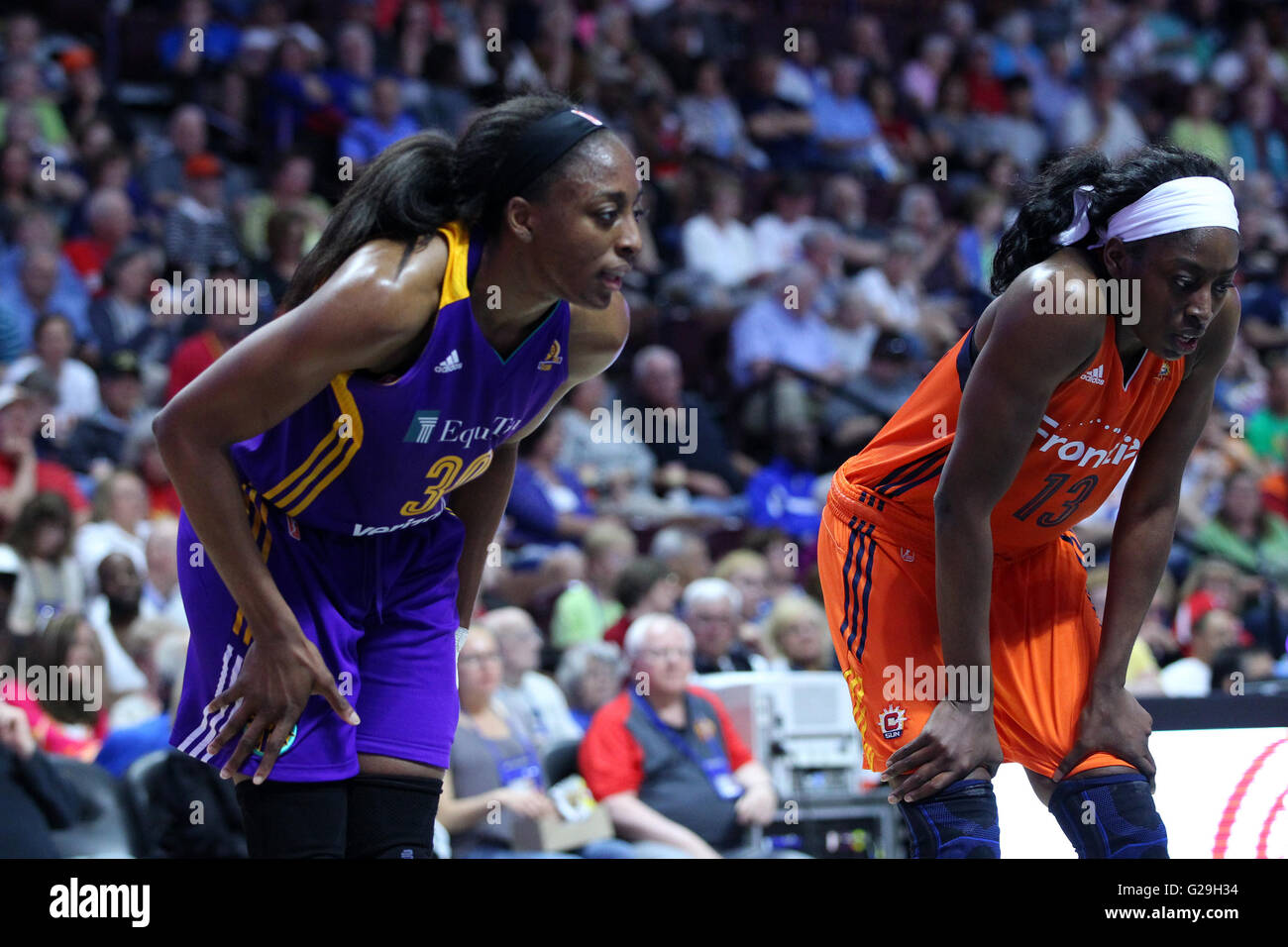 Mohegan Sun Arena. 26th May, 2016. CT, USA; Los Angeles Sparks forward ...