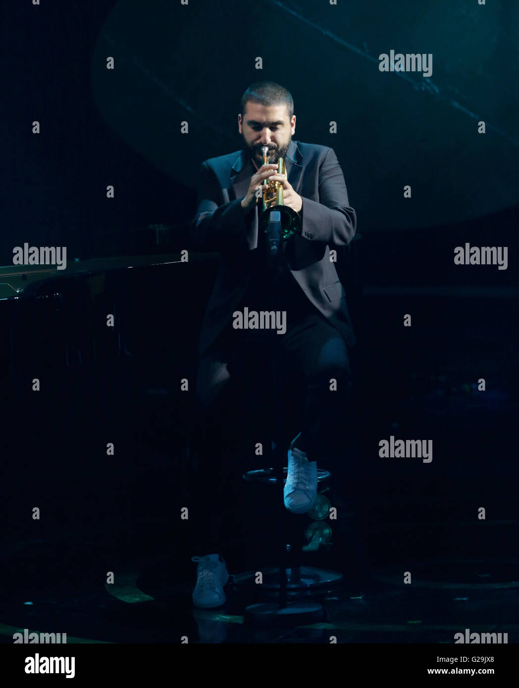 Hamburg, Germany. 26th May, 2016. Trumpeter Ibrahim Maalouf performs ...