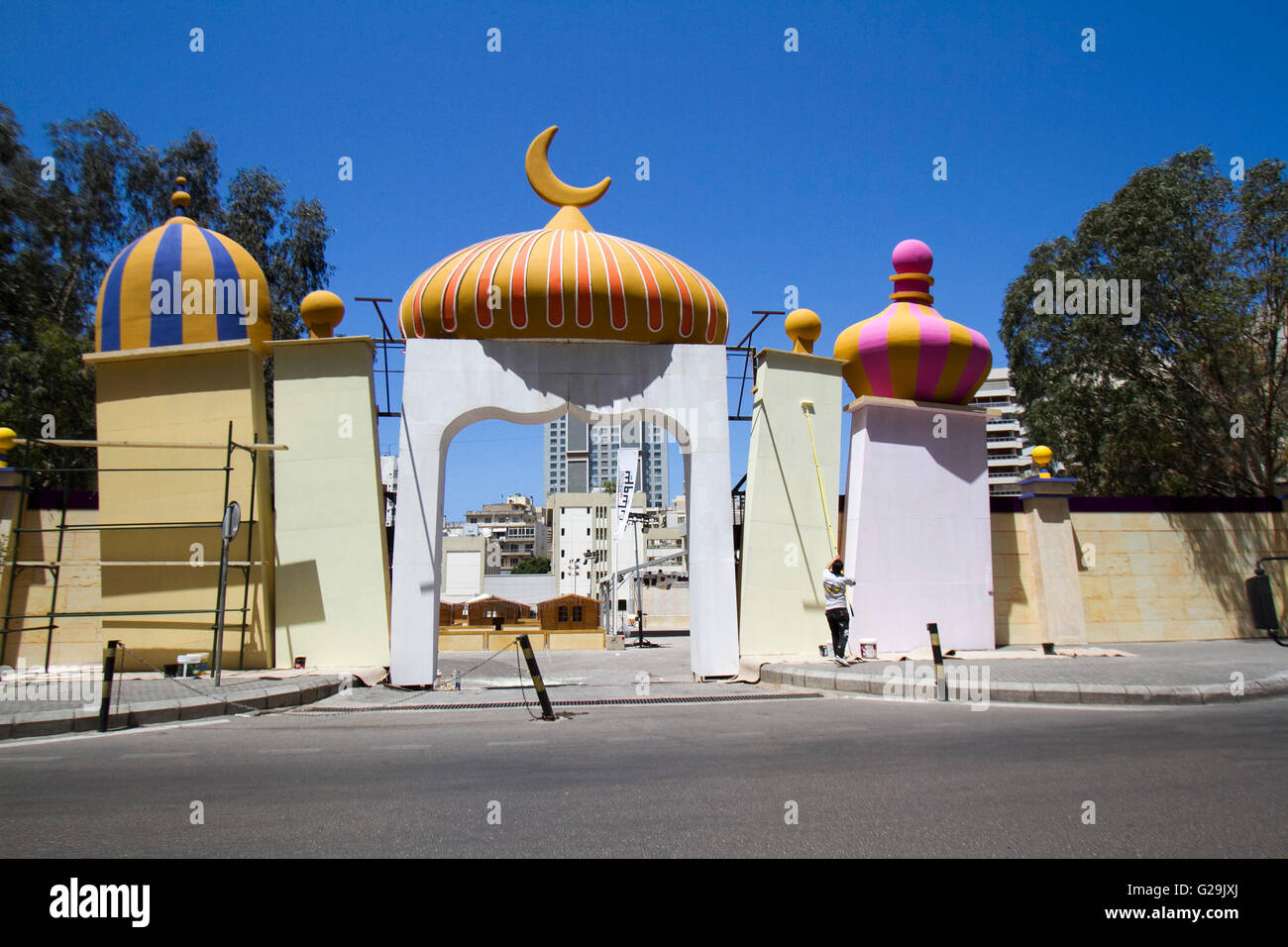 Beirut Lebanon. 27th May 2016. Islamic decorations in Beirut for the ...