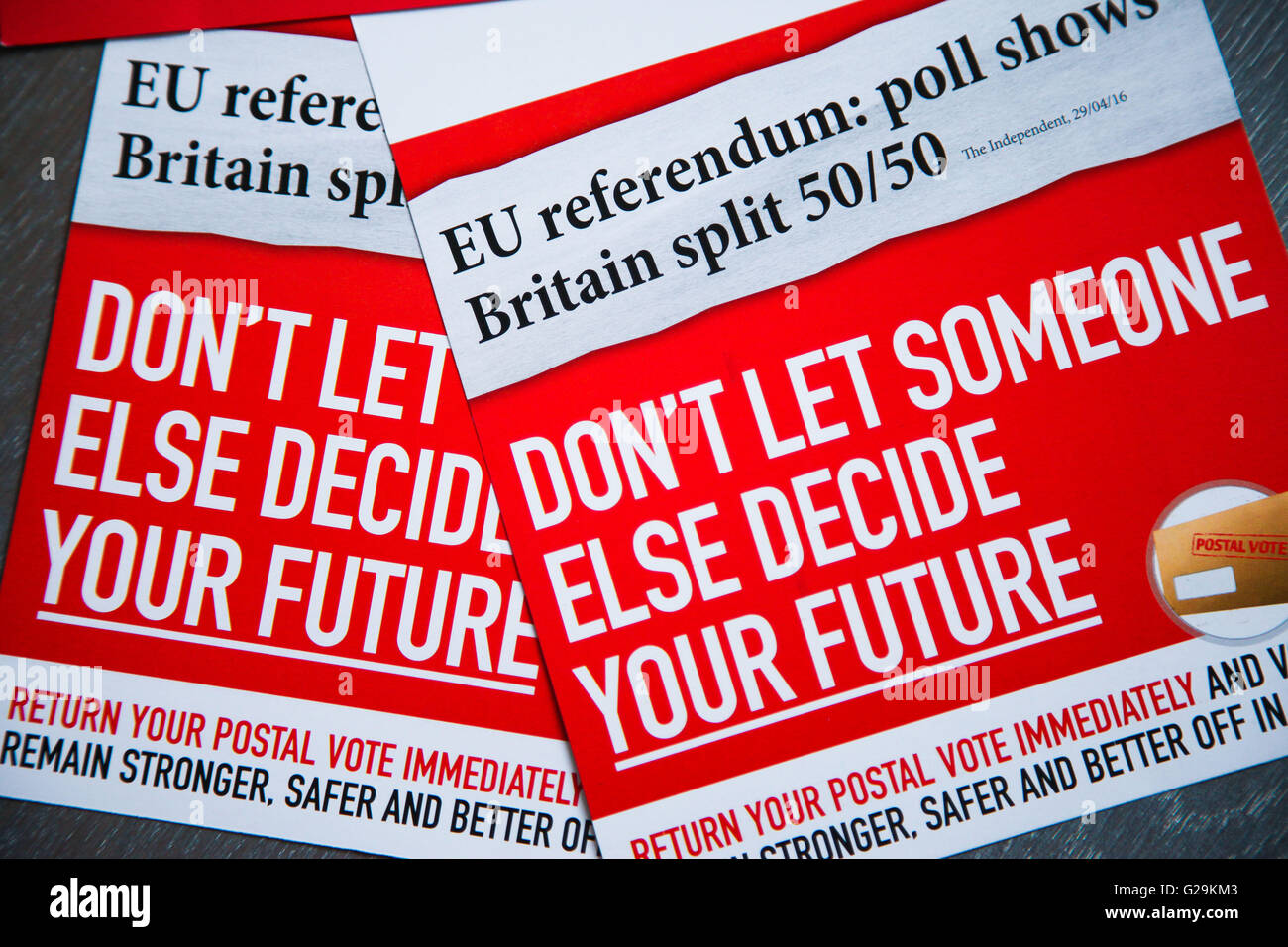 North London, UK 27 May 2016 - Vote Remain campaign leaflet by Labour ...
