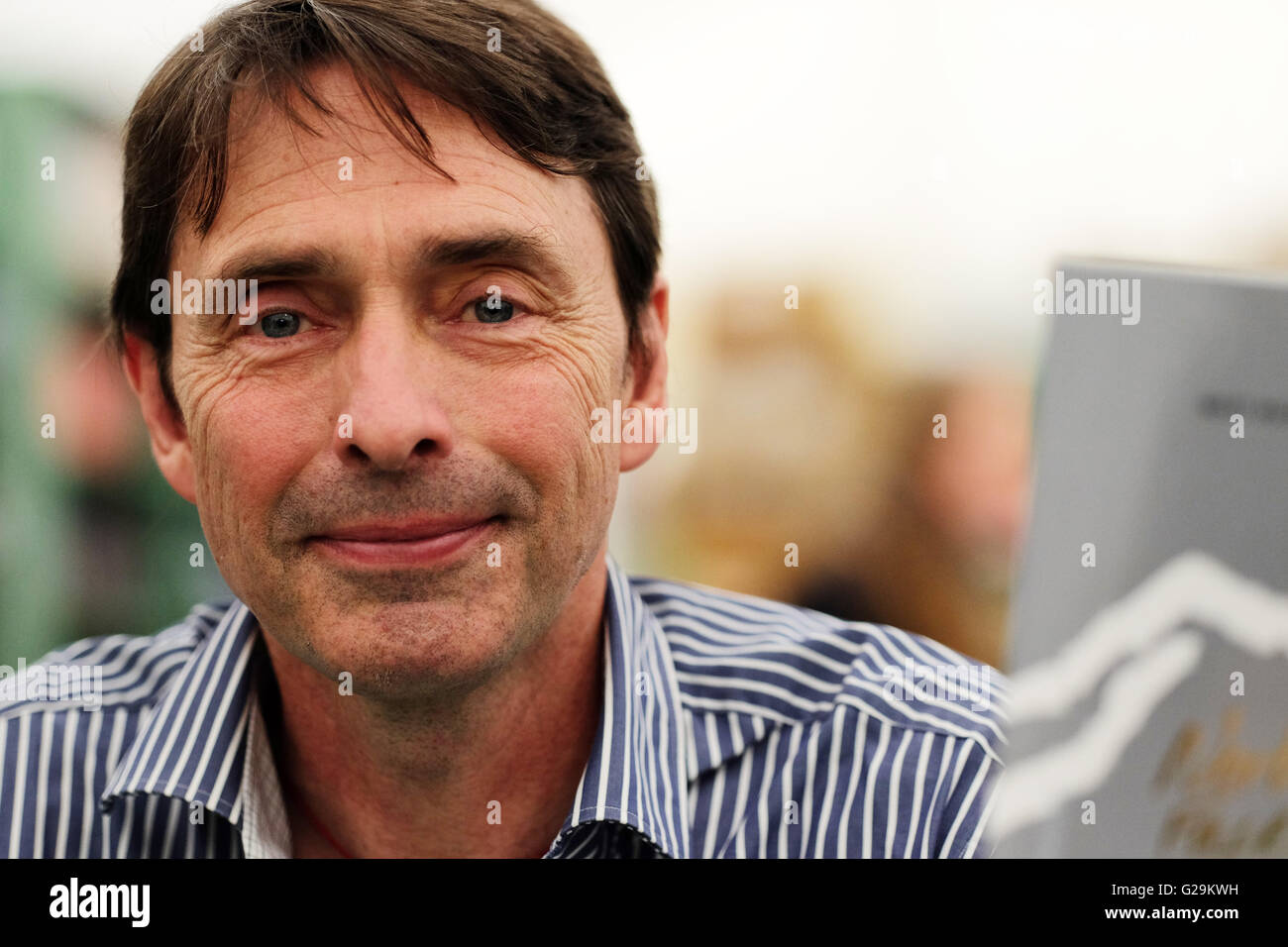 Hay Festival May, 2016. Author and mountaineer Matt Dickinson with his ...