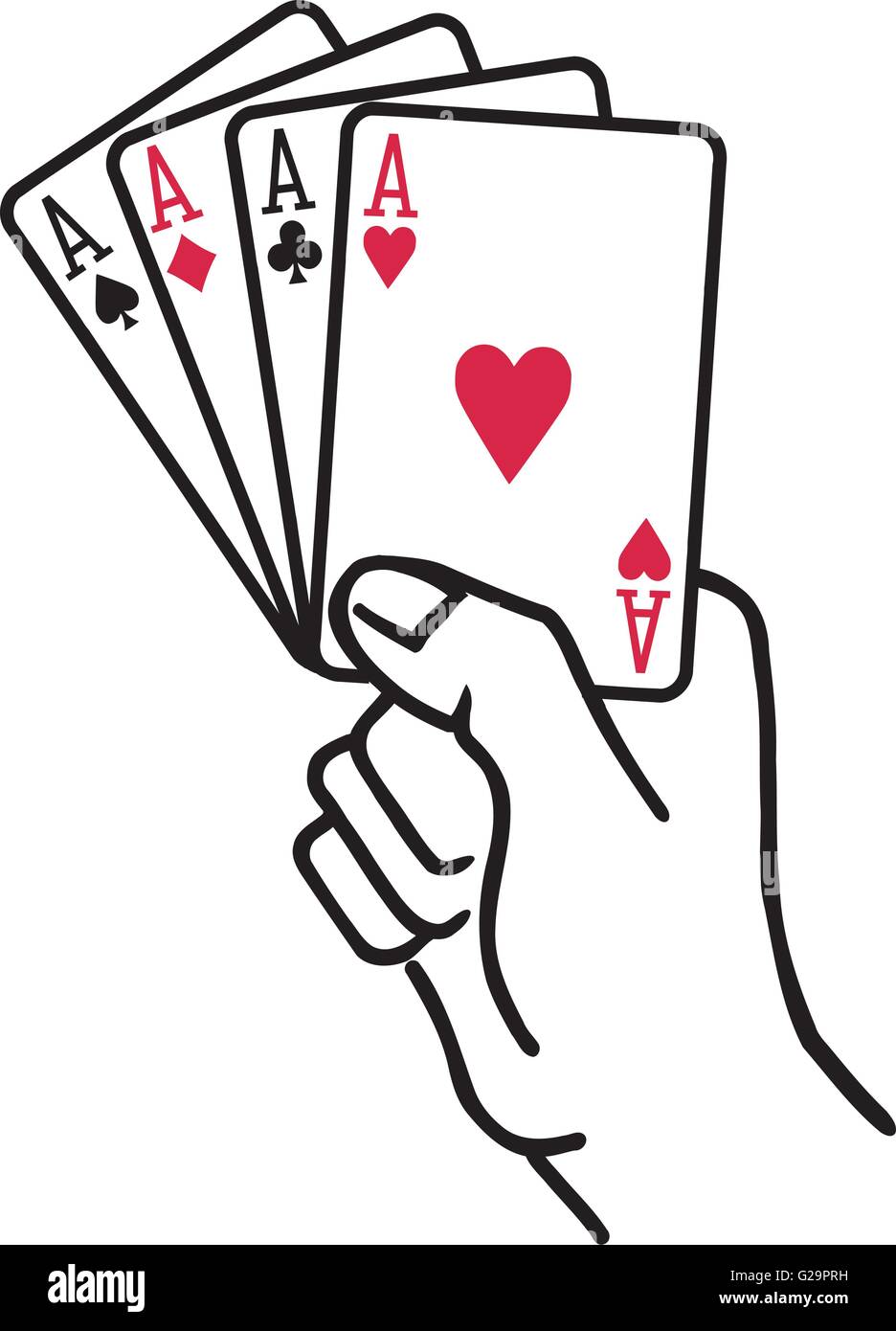 Winning hand with four aces playing cards Stock Vector Image & Art - Alamy