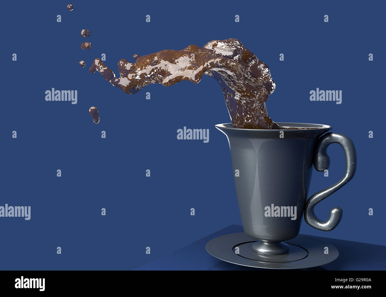 coffee splash on dark blue background Stock Photo - Alamy