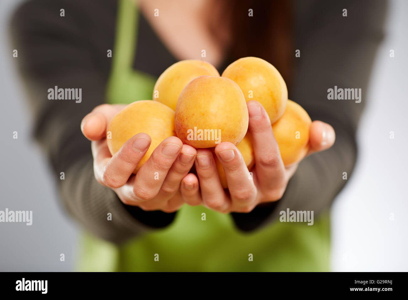 Hands holding apricots hi-res stock photography and images - Alamy