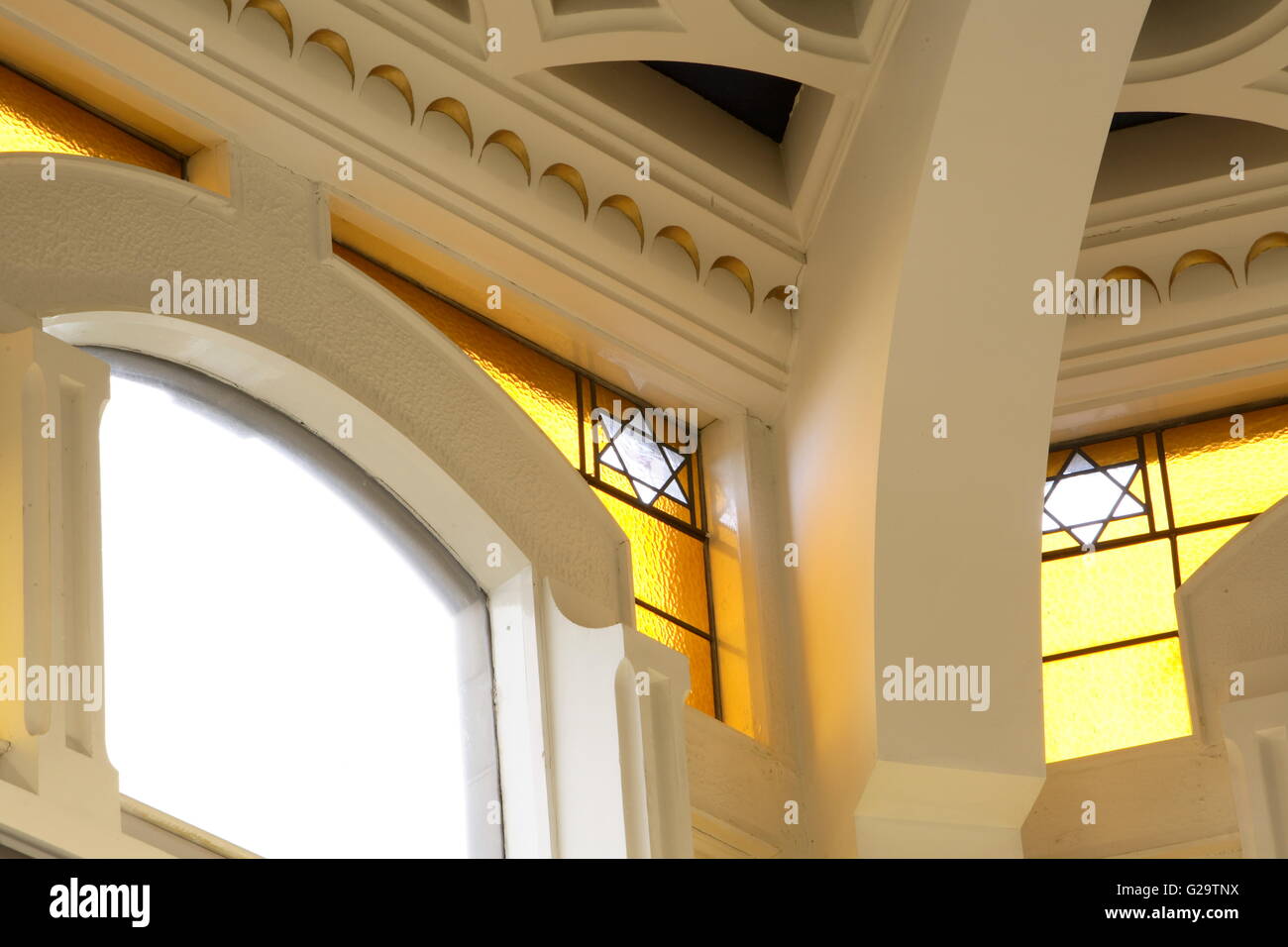 Synagogue High Level Glazed Light Stained Glass Stock Photo - Alamy