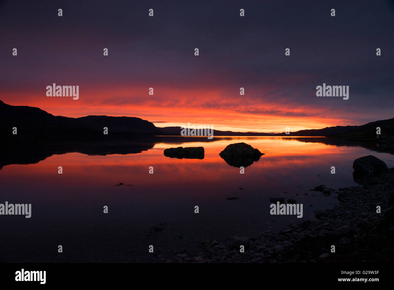 Sunset on Loch Torridon, at Torridon Village in Scotland UK Stock Photo ...