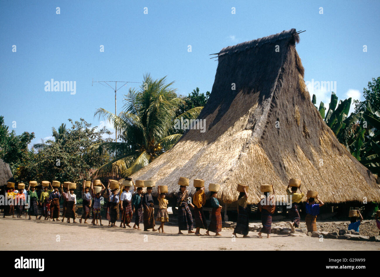 Flores Indonesia Jopu Procession Women With Baskets On Their Heads ...