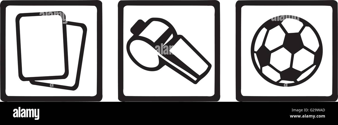Referee icons - cards, whistle and soccer ball Stock Vector Image & Art ...