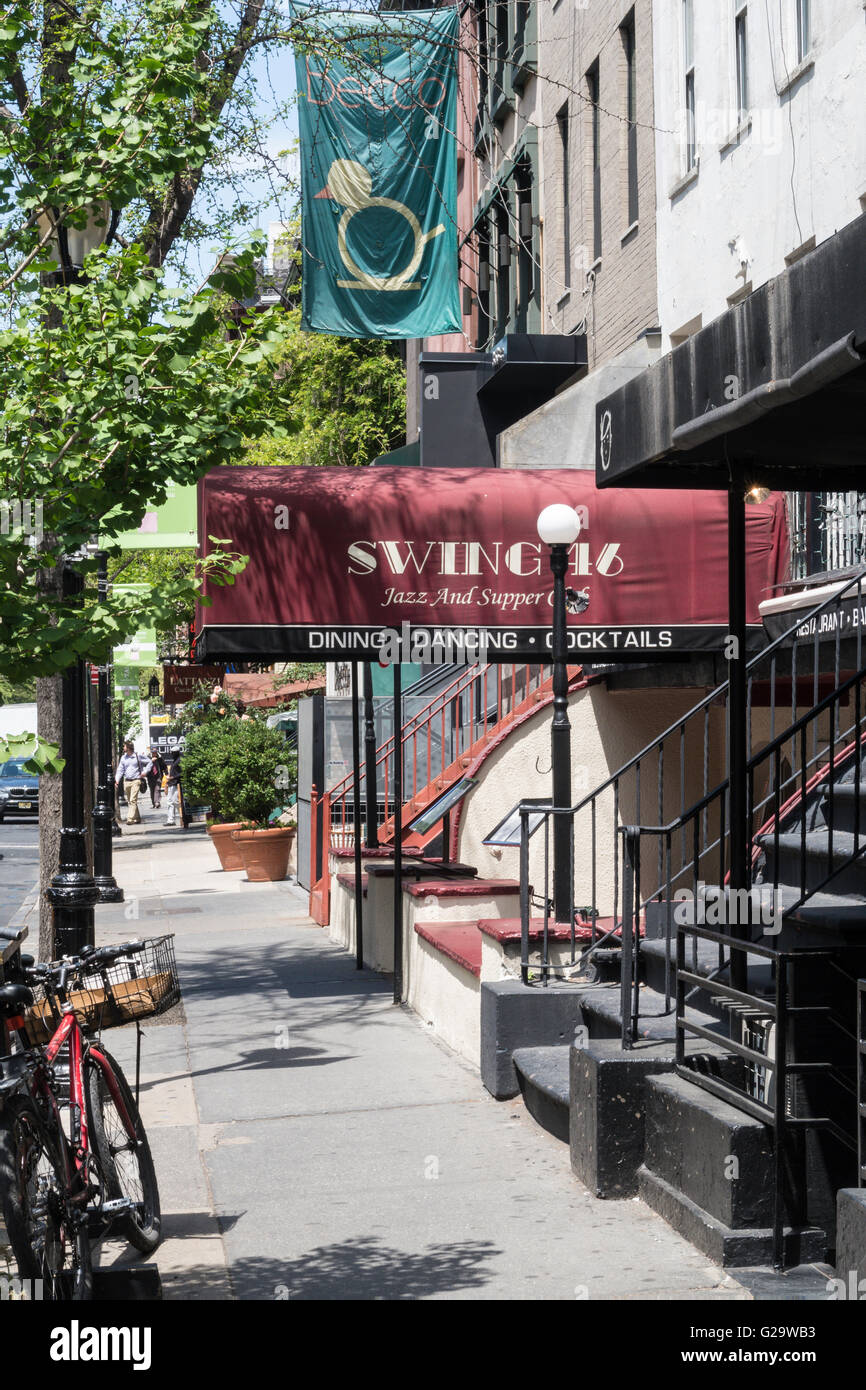 Restaurant Row in Times Square, Hell's Kitchen, NYC, USA Stock Photo ...