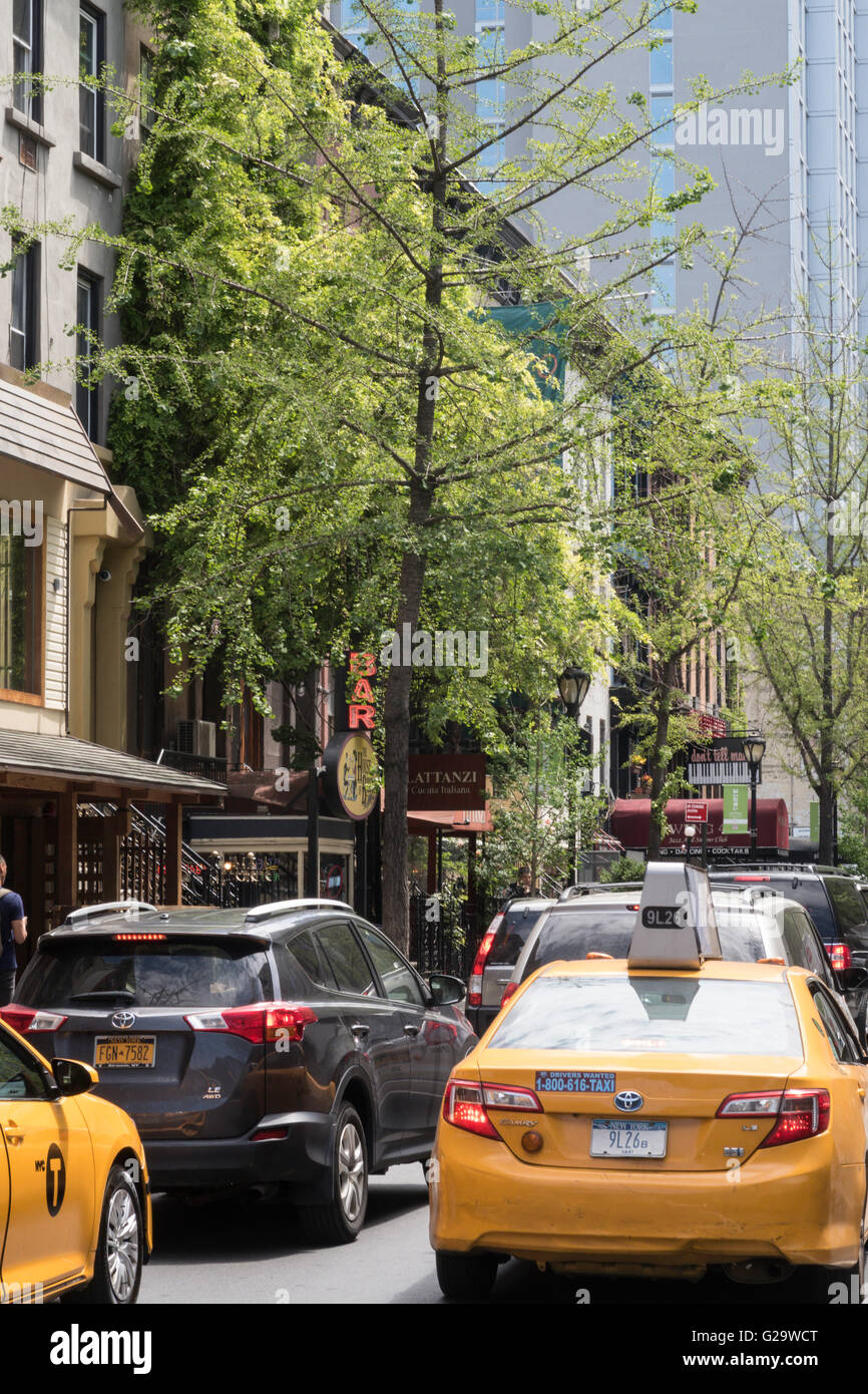 Restaurant Row in Times Square, Hell's Kitchen, NYC, USA Stock Photo ...
