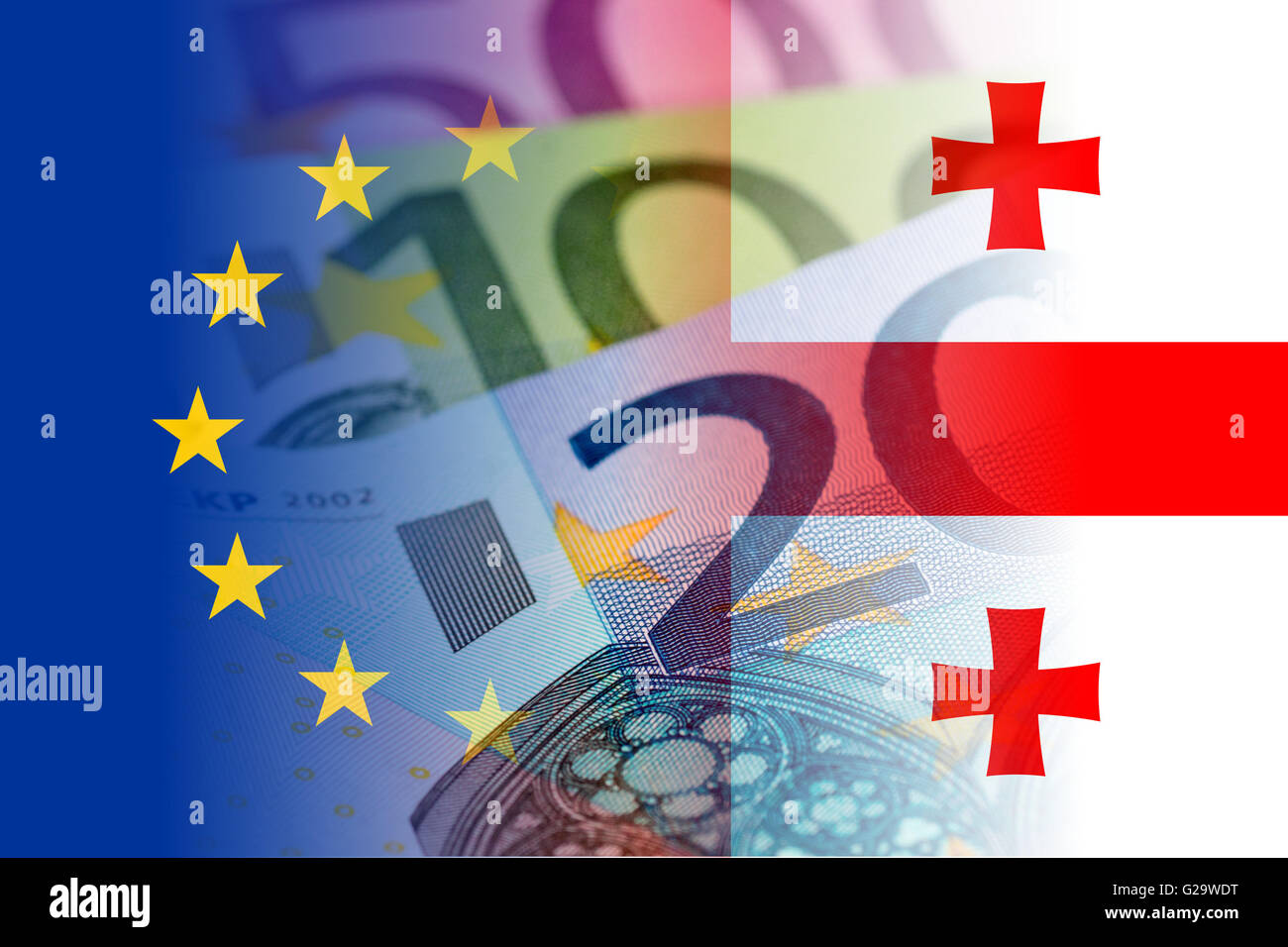 eu and georgia flag with euro banknotes mixed image Stock Photo - Alamy