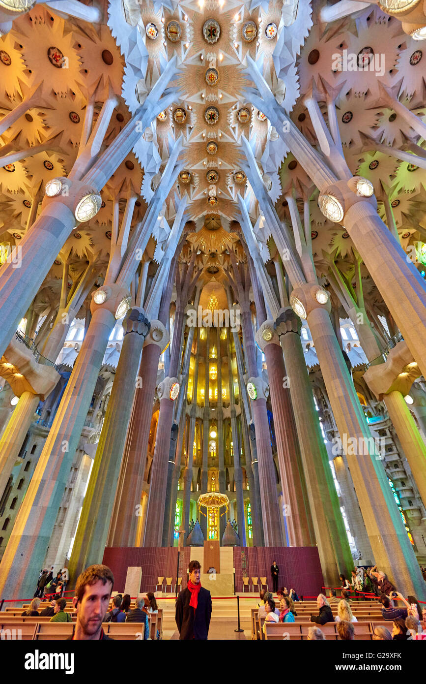 Sagrada Família, a large Roman Catholic church in Barcelona, designed ...