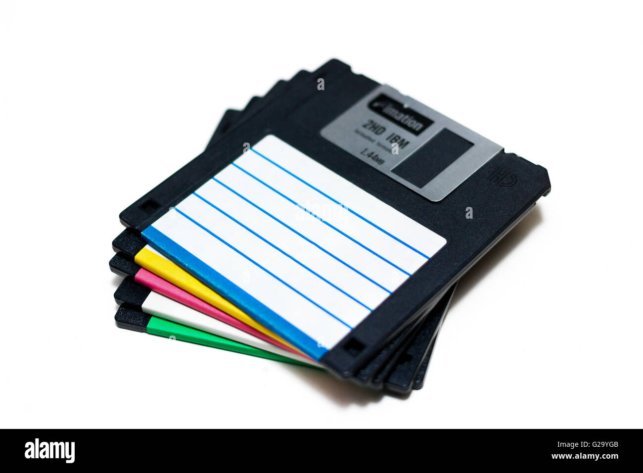 Stack of 3.5" floppy discs on a white background Stock Photo - Alamy